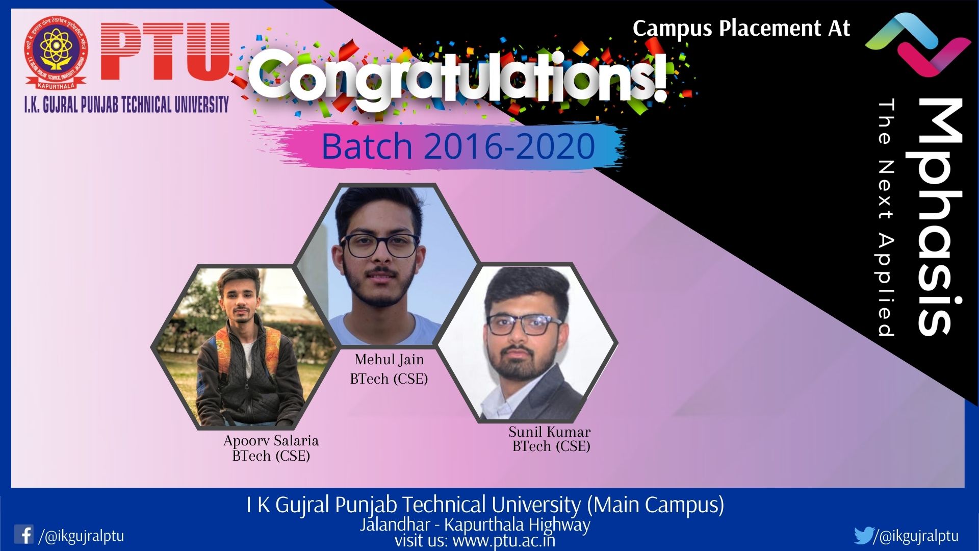 Mphasis-2020-Placement – I.K. Gujral Punjab Technical University Jalandhar – Punjab